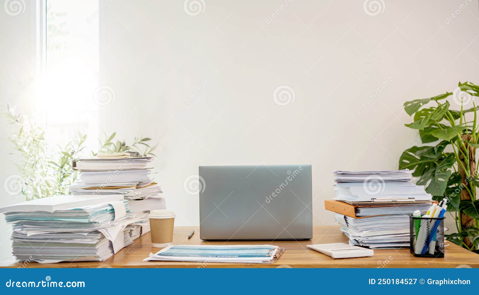 A Lot of Document and Paper on Table at Home. Busy and Hard Working ...