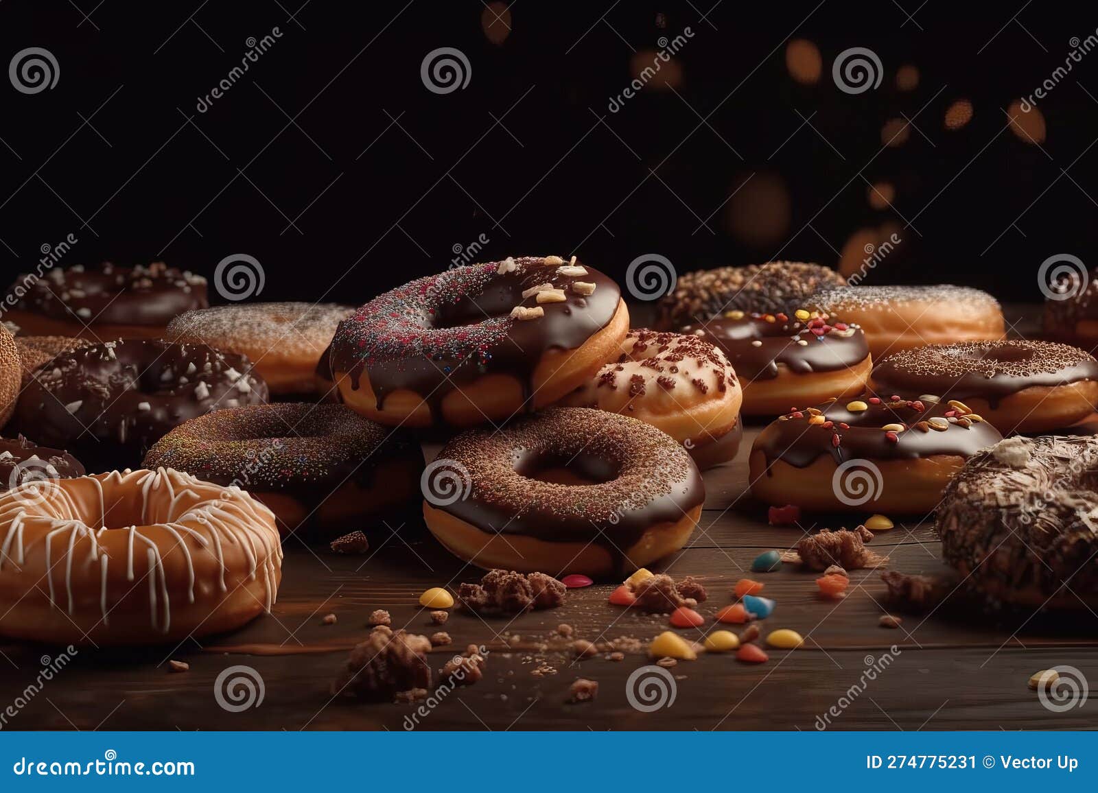 A Lot of Donuts. Generative AI Stock Illustration - Illustration of ...