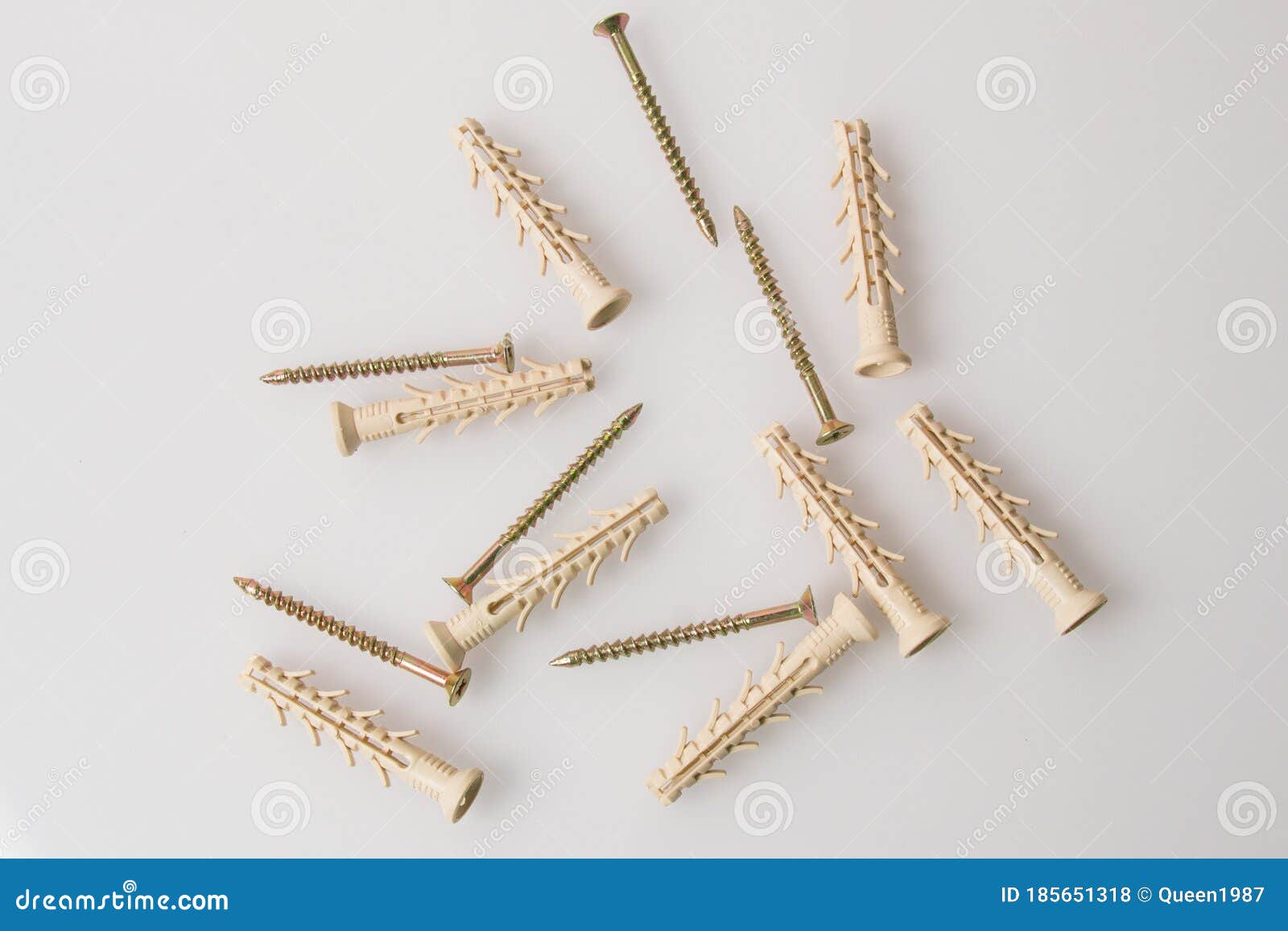 A Lot of Dowels on a White Background, Top View, Pattern Stock Photo ...
