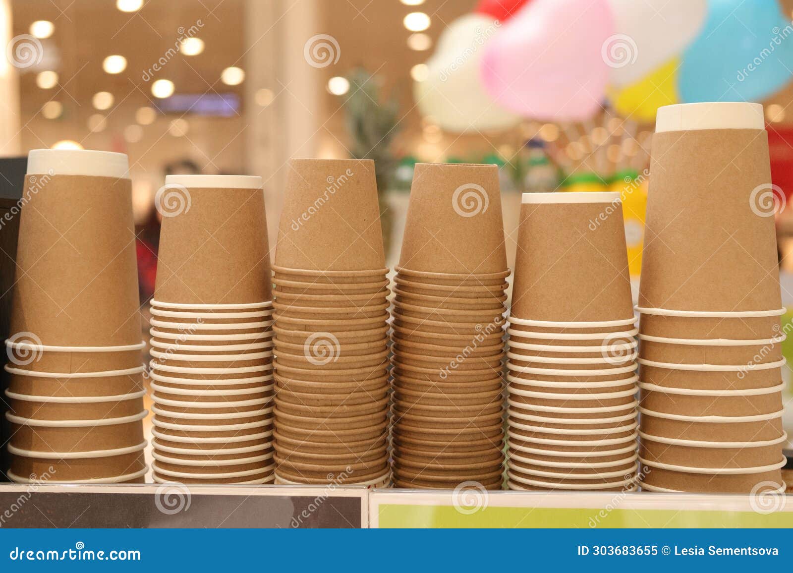 Lot of Drinking Paper Coffee Cups in Piles Stack of Disposable Coffee ...