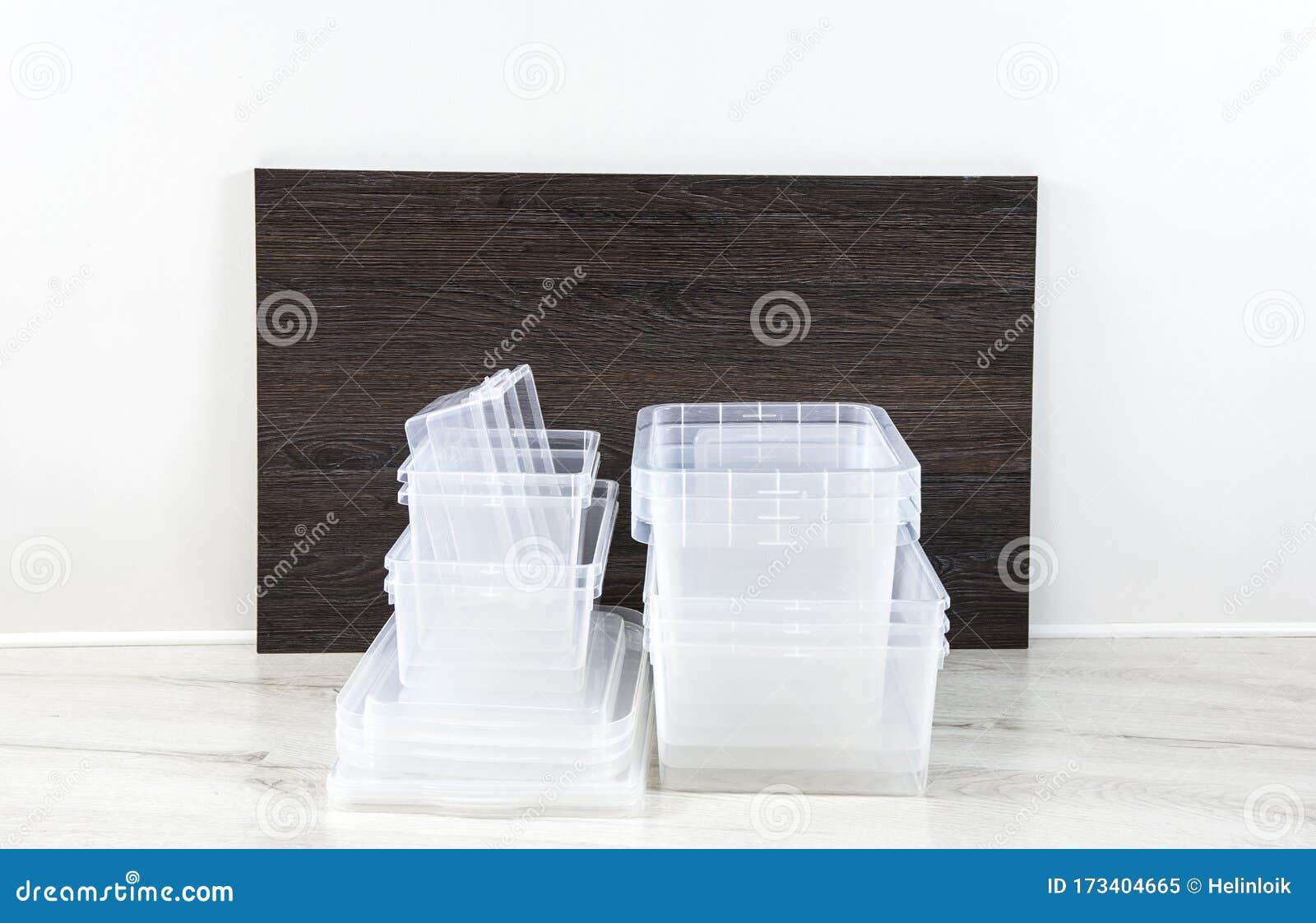 Lot of Empty Clear Plastic Storage Boxes Stacked. Ready for Home ...
