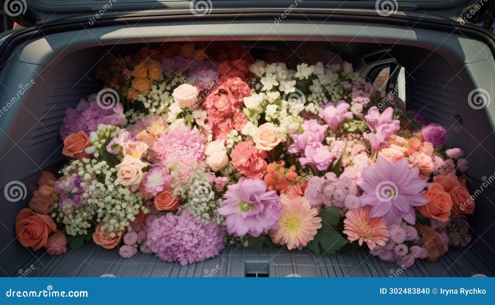 A Lot of Flowers in Car Trunk in Spring Day Stock Photo - Image of ...