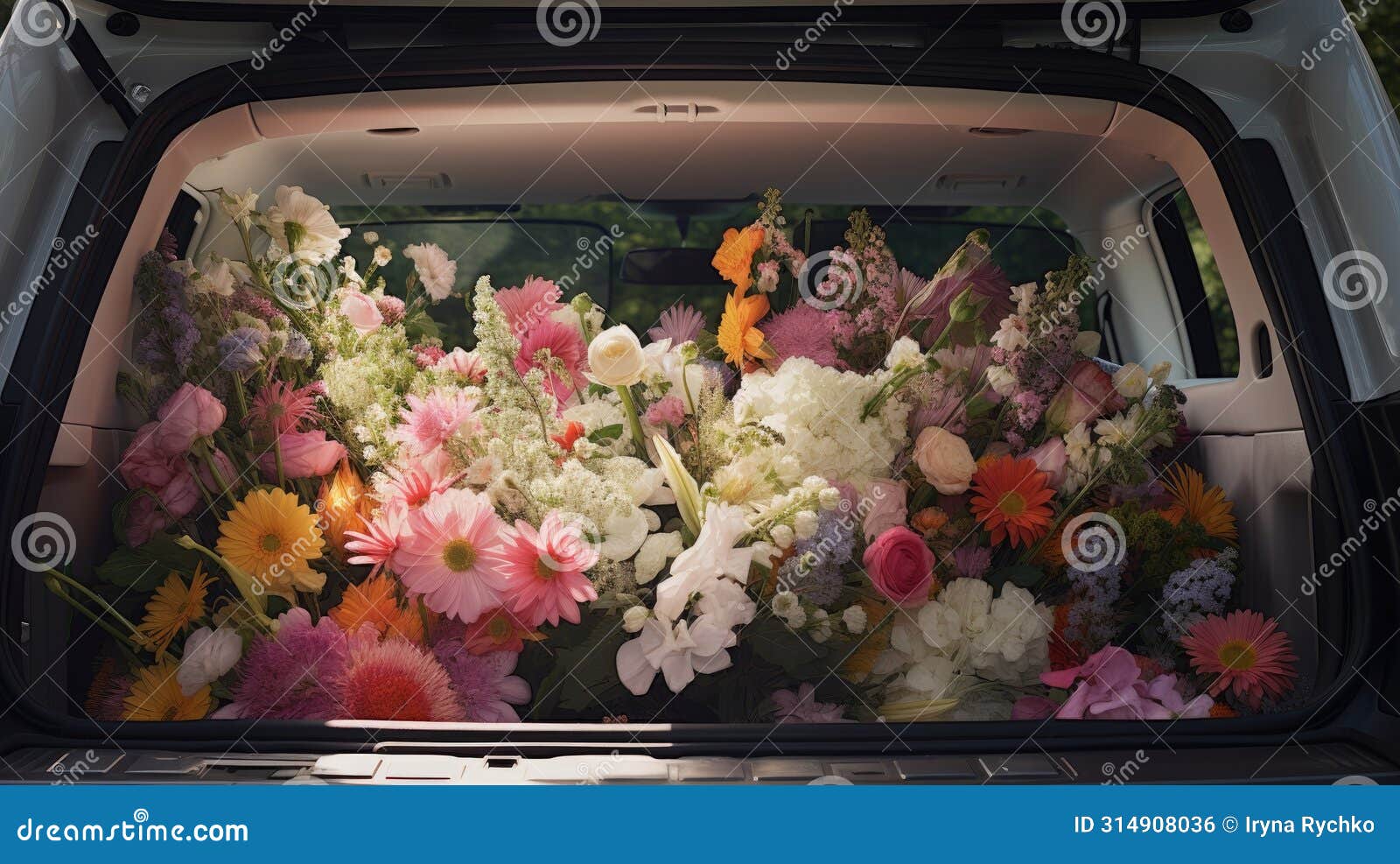 A Lot of Flowers in Car Trunk in Spring Day Stock Photo - Image of ...