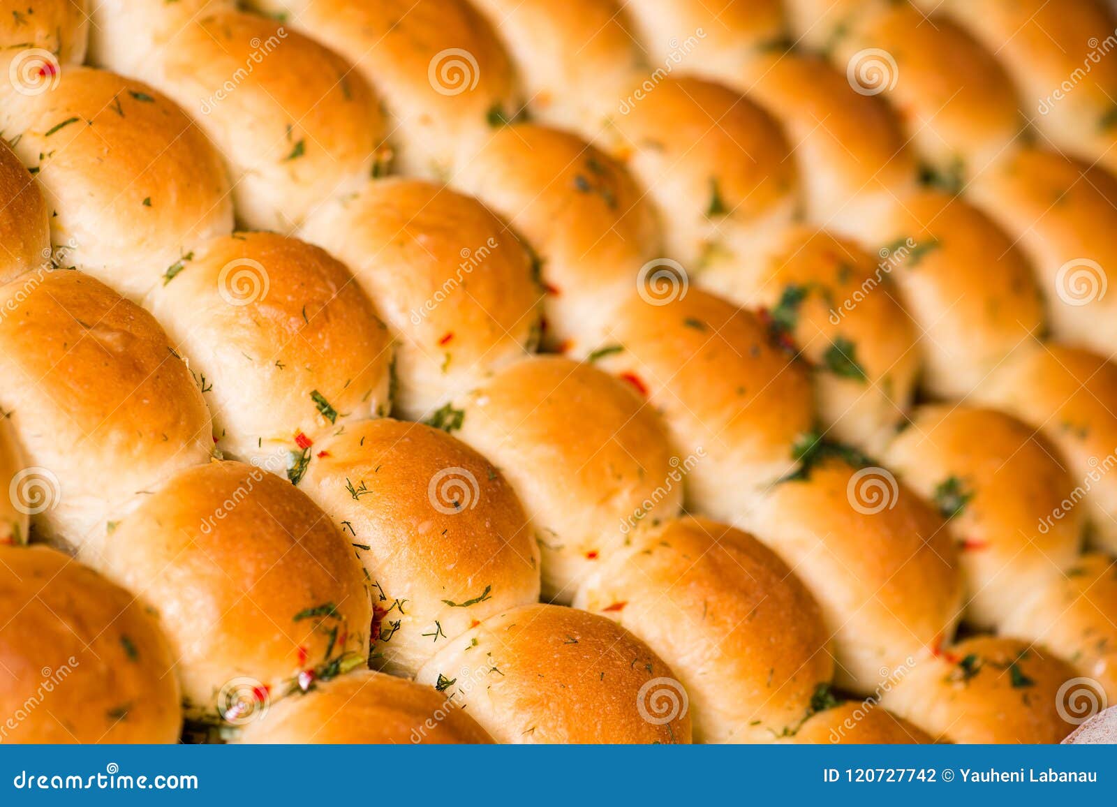 A Lot of Freshly Baked Buns As a Background, Texture, Flat Lay. Stock ...