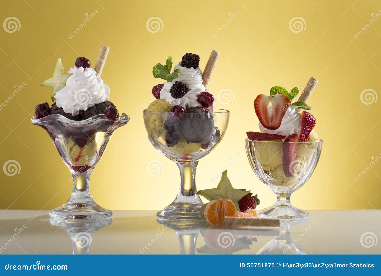 Lot of Fruit Sundae for Menu Card Stock Image - Image of calyx, cooling ...