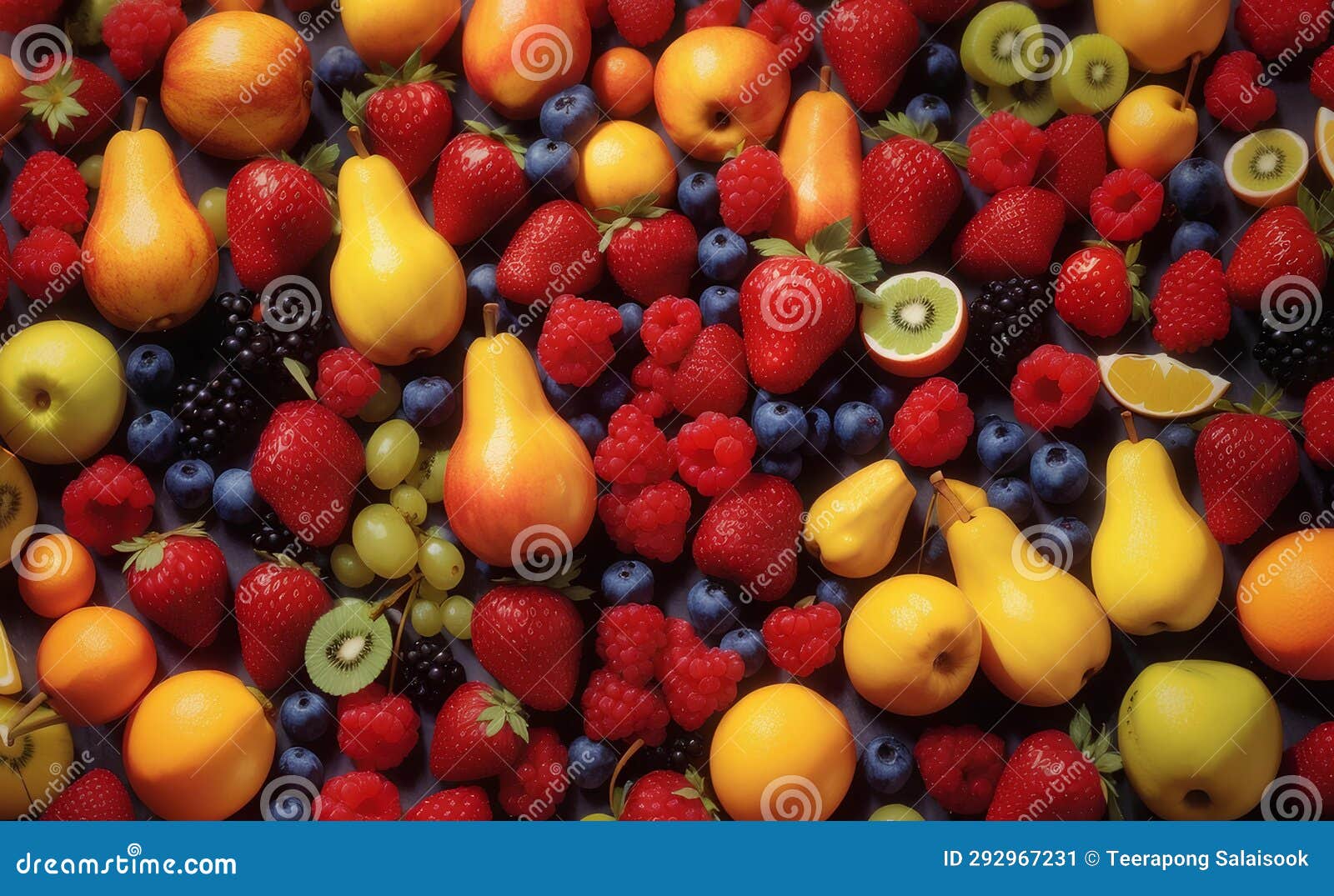 A Lot of Fruits Vivid Color Background Stock Illustration ...
