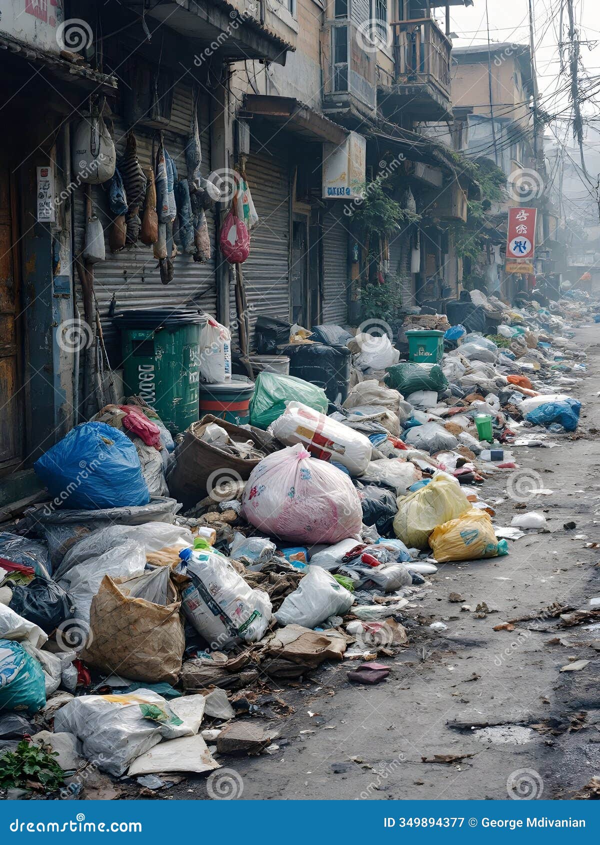 A lot of garbage in town stock illustration. Illustration of dump ...