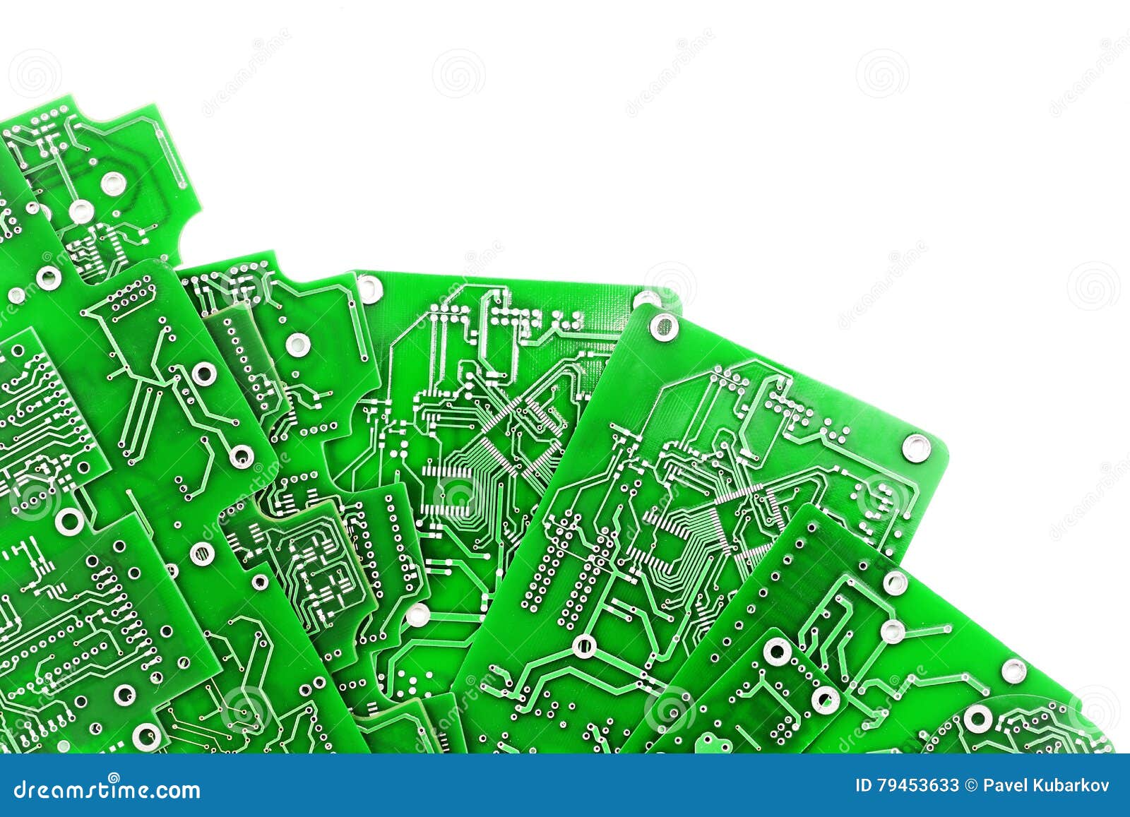 A Lot of Green PCB on White Stock Image - Image of integrated, data ...