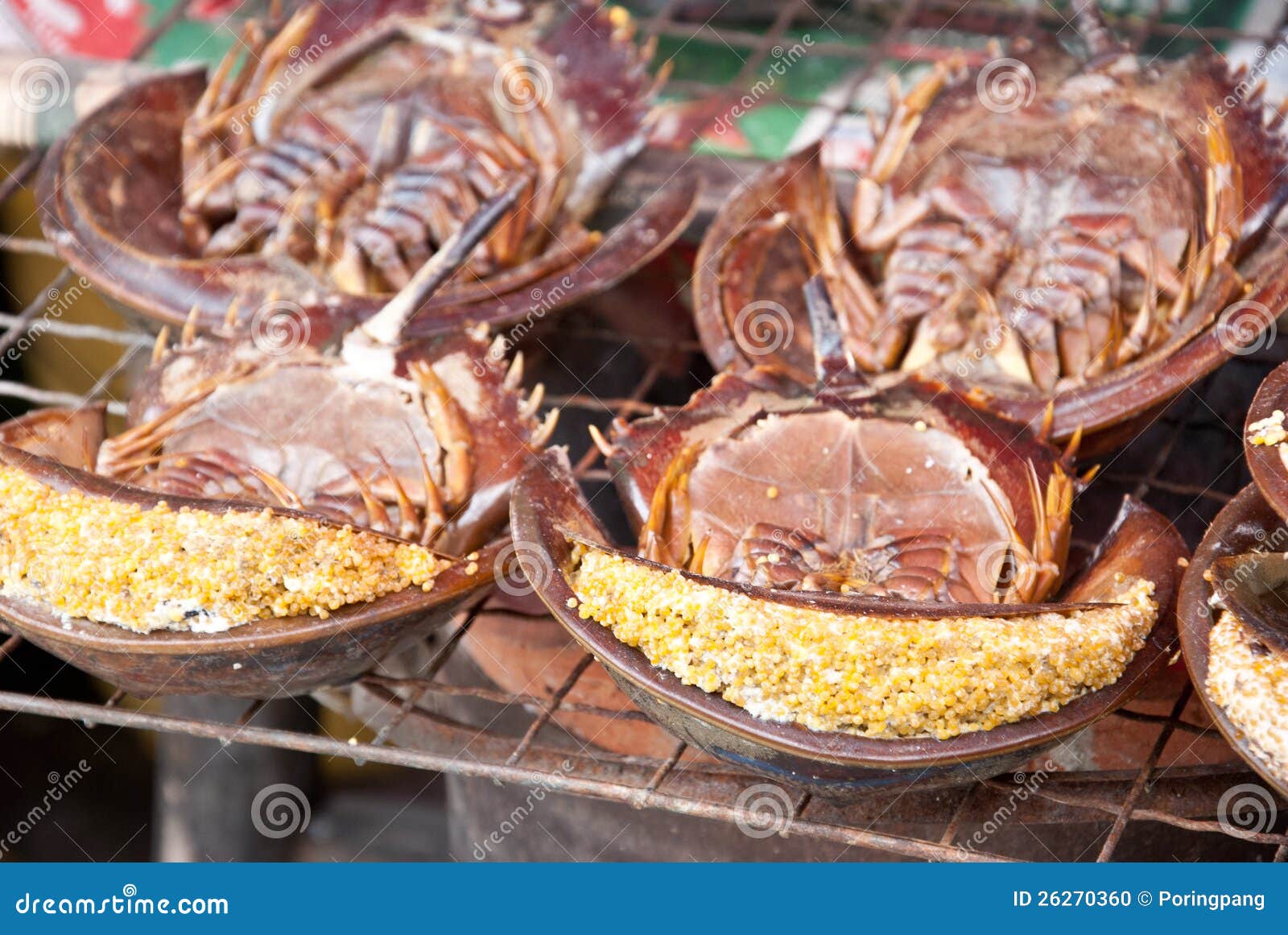 A Lot of Grilled Horseshoe Crab on a Grid Stock Photo - Image of ...
