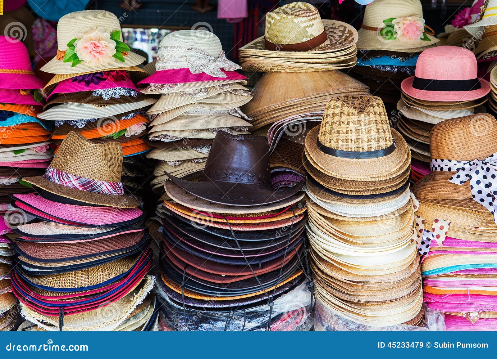 Lot of Hats Lie on the Table Stock Image - Image of assortment ...