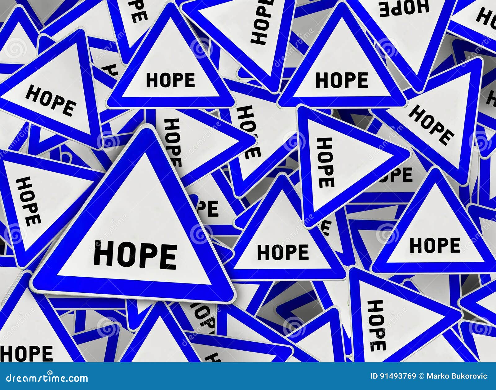 A Lot of Hope on Blue Triangle Road Sign Stock Illustration ...