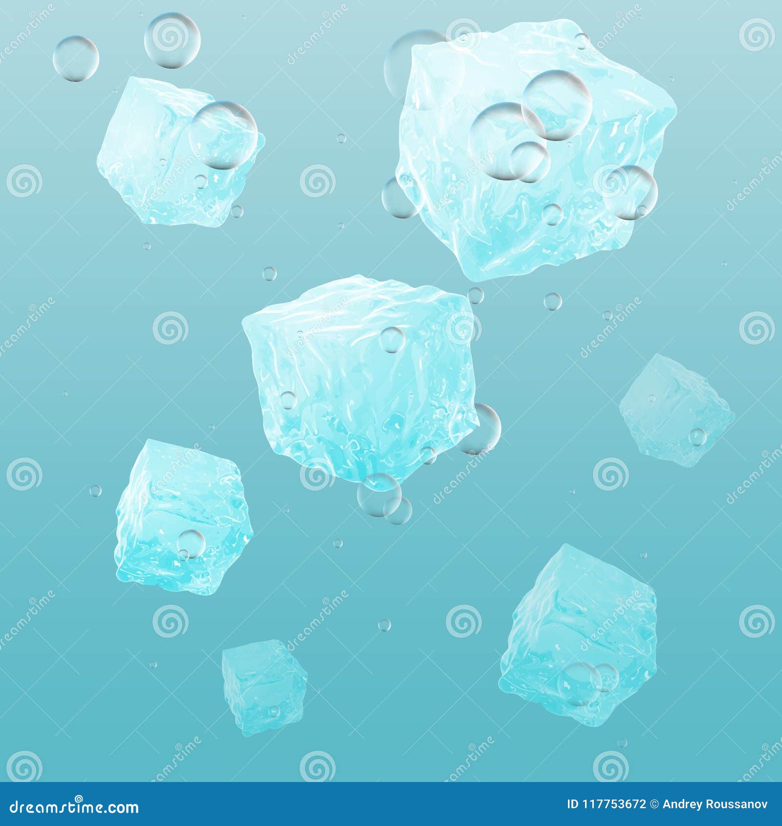 A Lot of Ice Cubes in Water, Vector Illustration Stock Vector ...