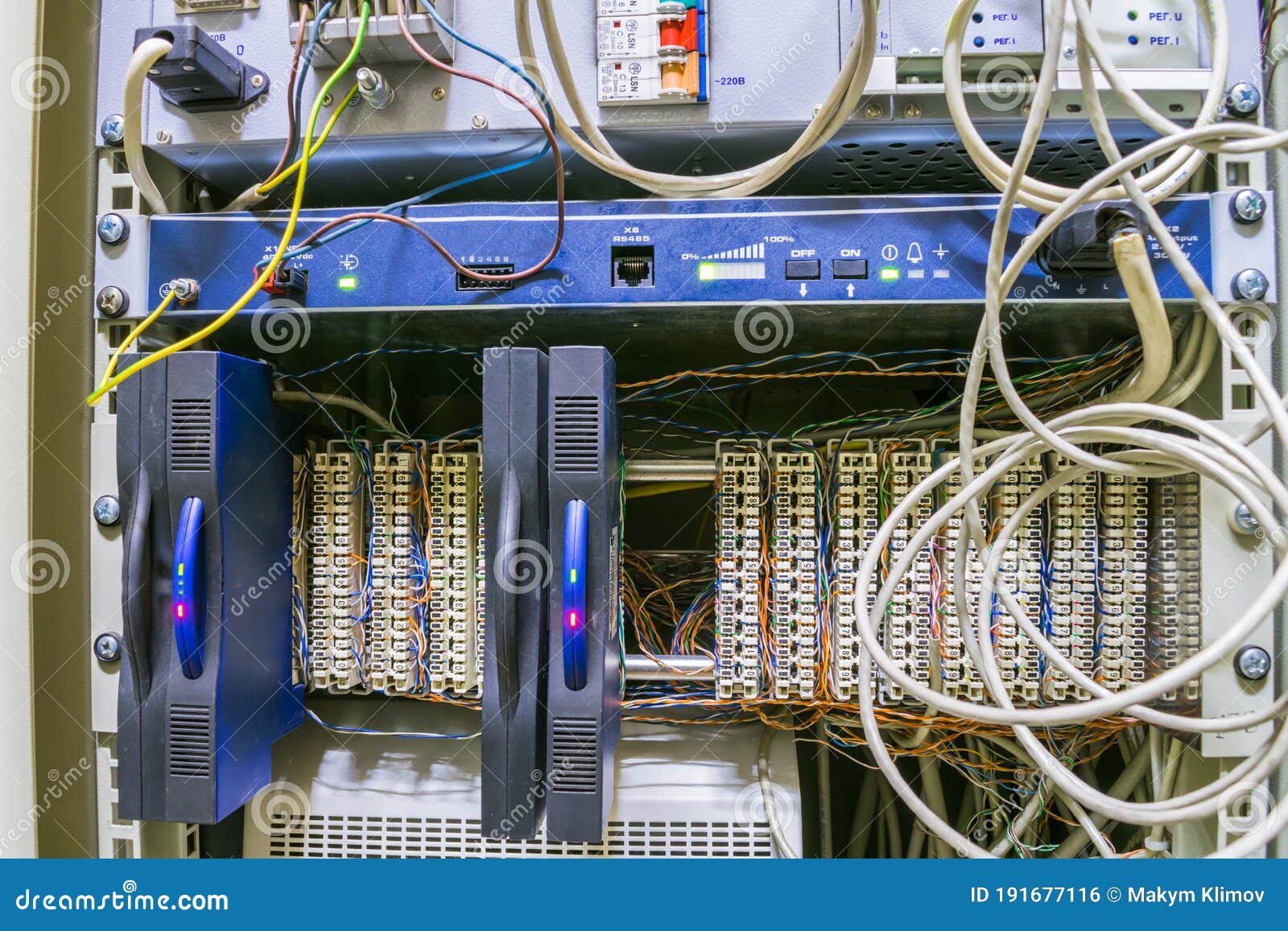 A Lot of Internet Equipment is Contained in the Switching Cabinet. the ...