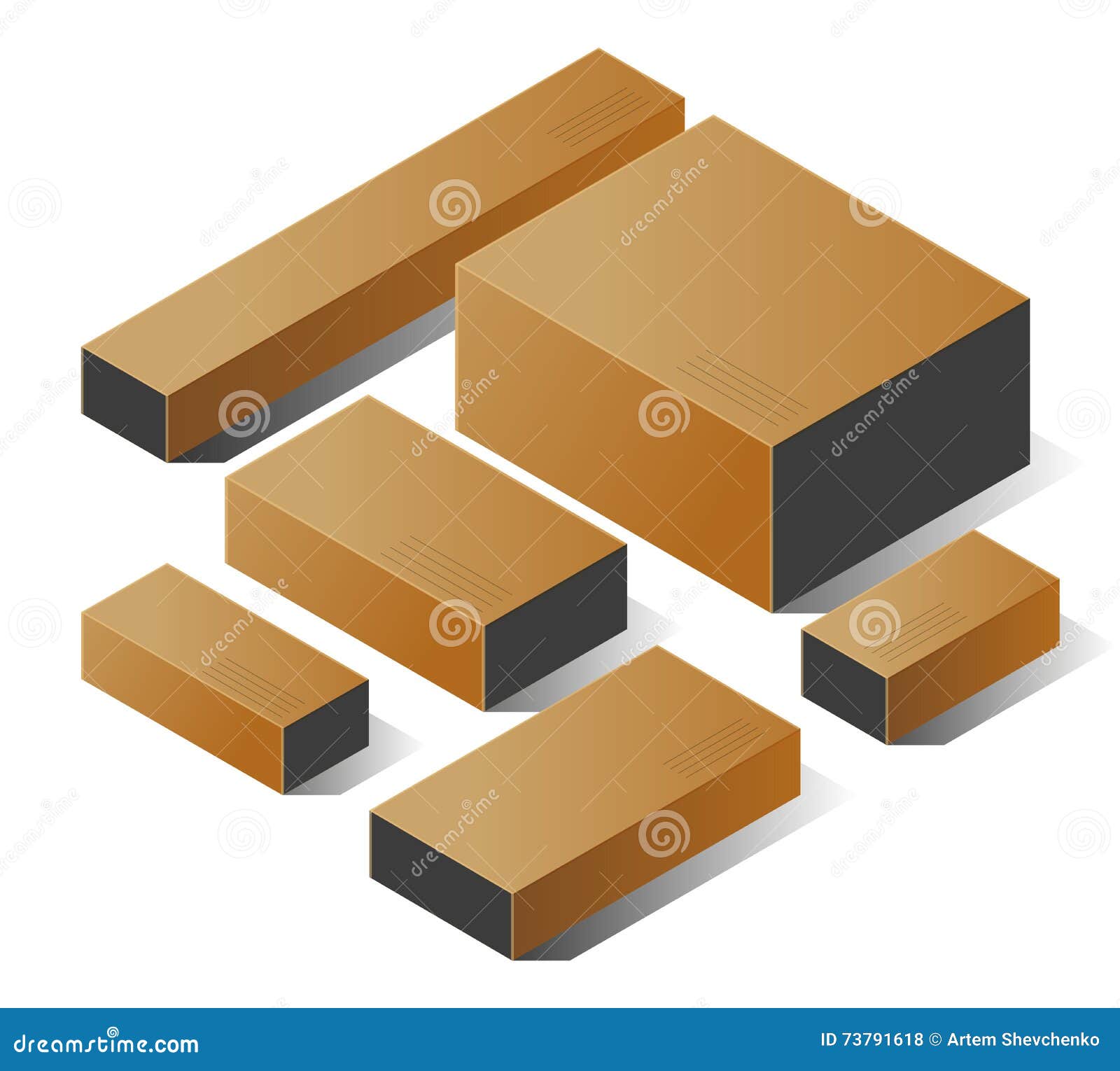Lot of Isometric Carton Boxes Post Package on White Background. Stock ...