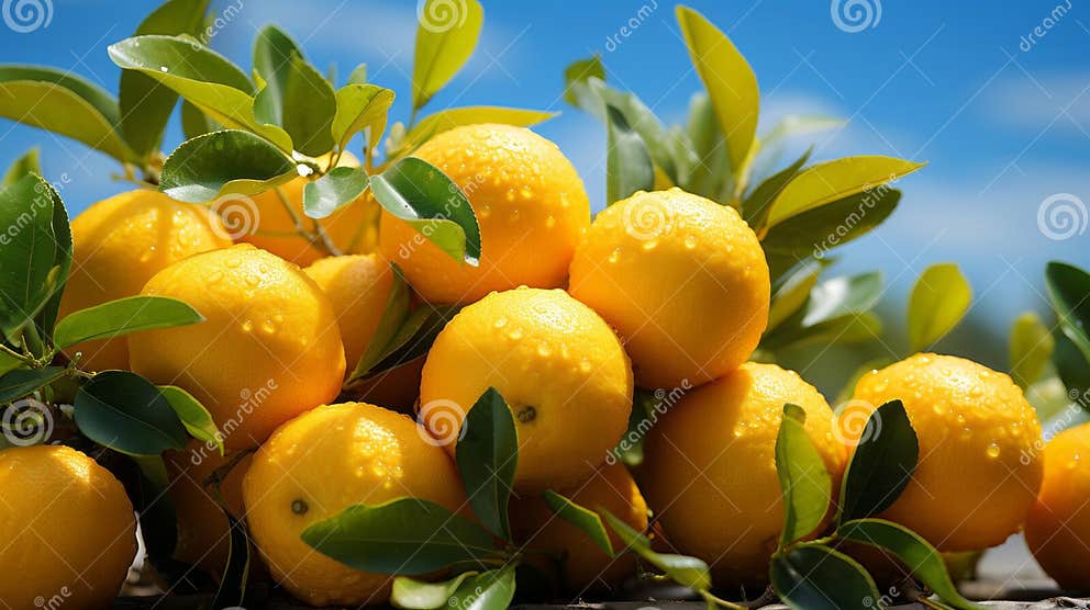A Lot of Lemons. Generative AI. Stock Image - Image of oranges, fresh ...