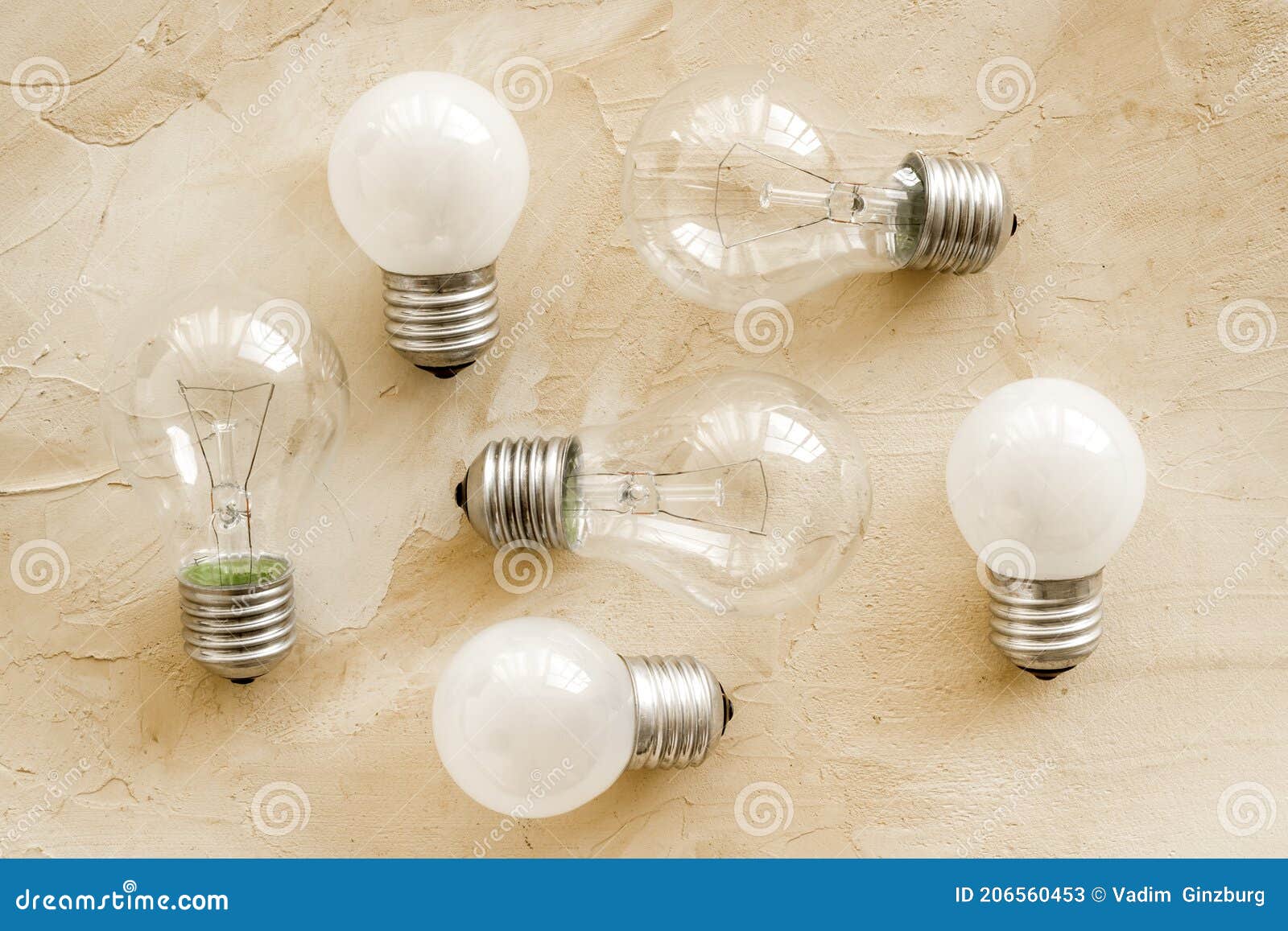 A Lot of Light Bulbs Top View. Renewable Eco Energy Concept Stock Image ...