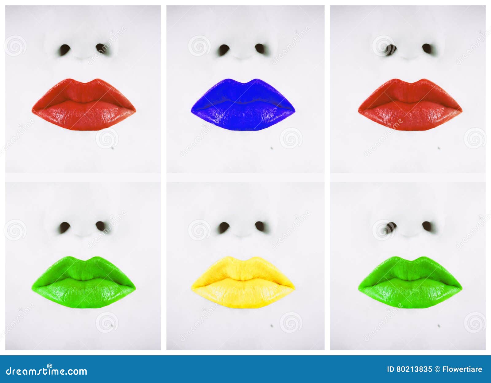 A Lot of Lips Different Colors Stock Image - Image of green, white ...