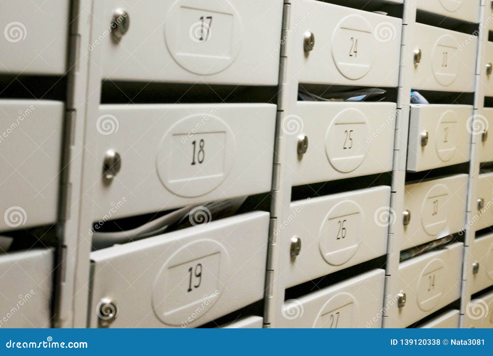 A Lot of Mailboxes in an Apartment Building. Selective Focus. Stock ...