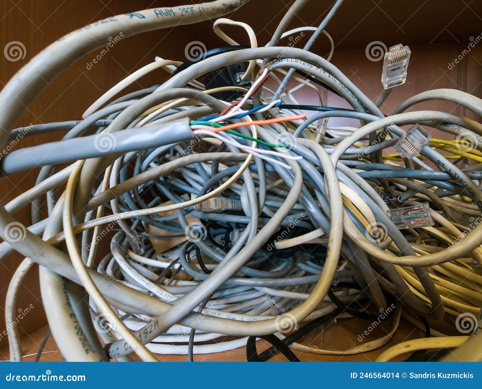 A Lot of Messy Network Cables in the Closet Stock Photo - Image of ...