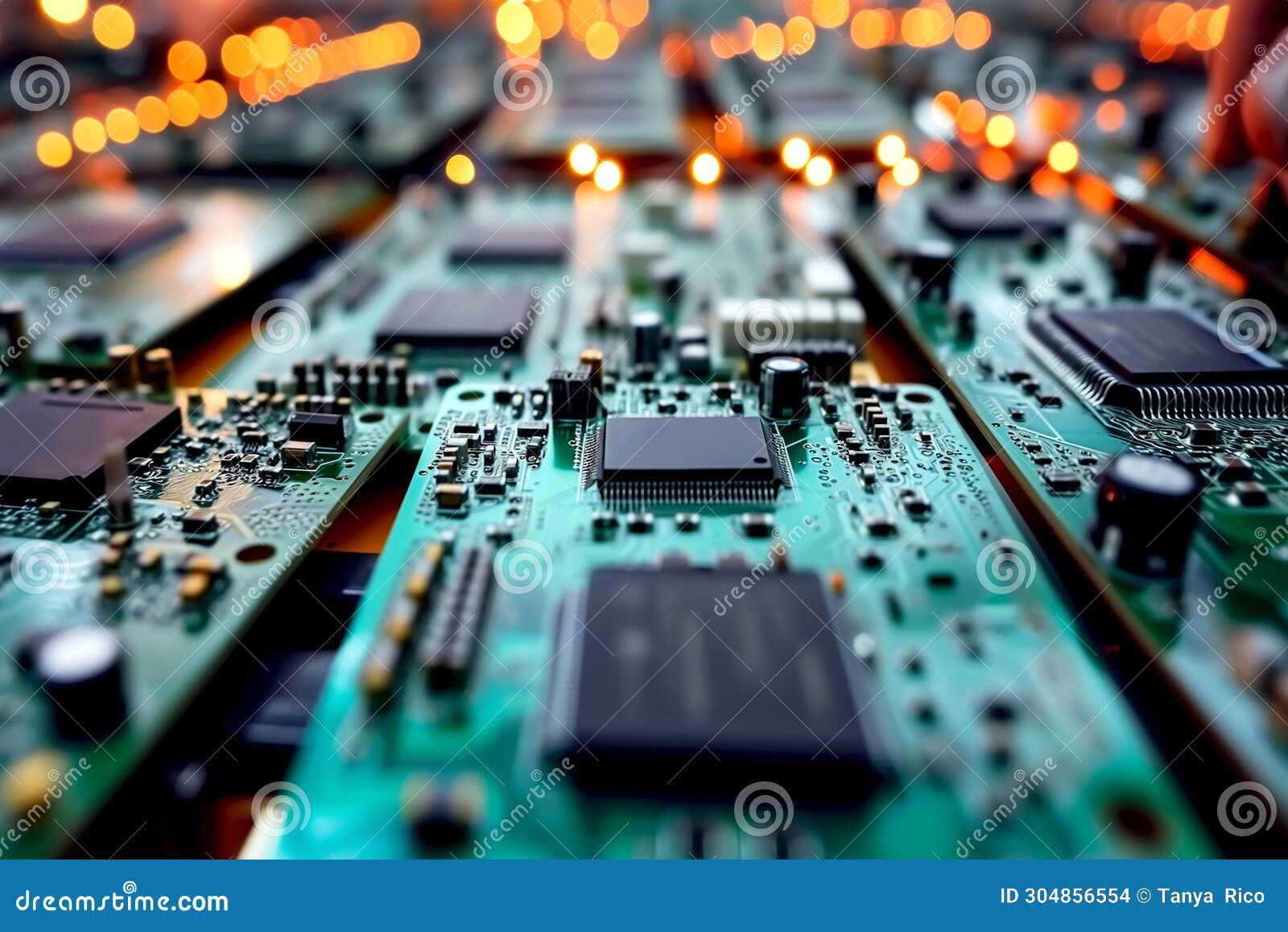 A Lot of Microelectronics in a Computer System on a Table in a Factory ...
