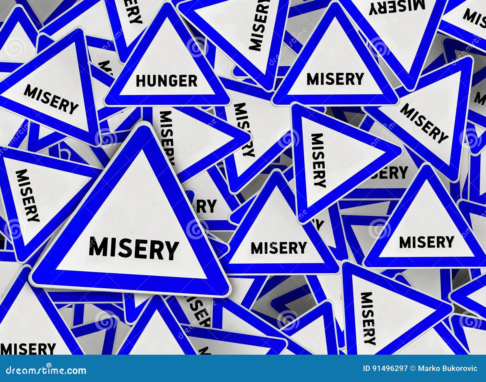 A Lot of Misery Triangle Road Sign Stock Illustration - Illustration of ...