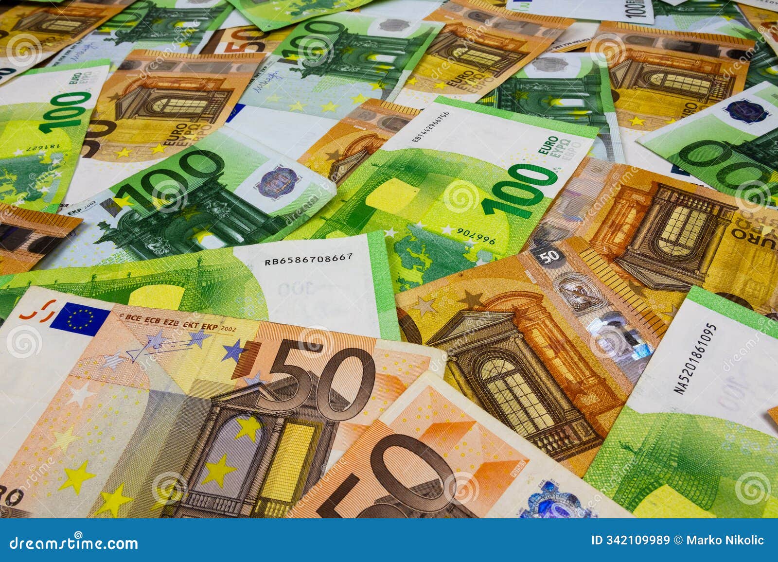 A Lot of Money on the Table Banknote Background EURO Stock Image ...