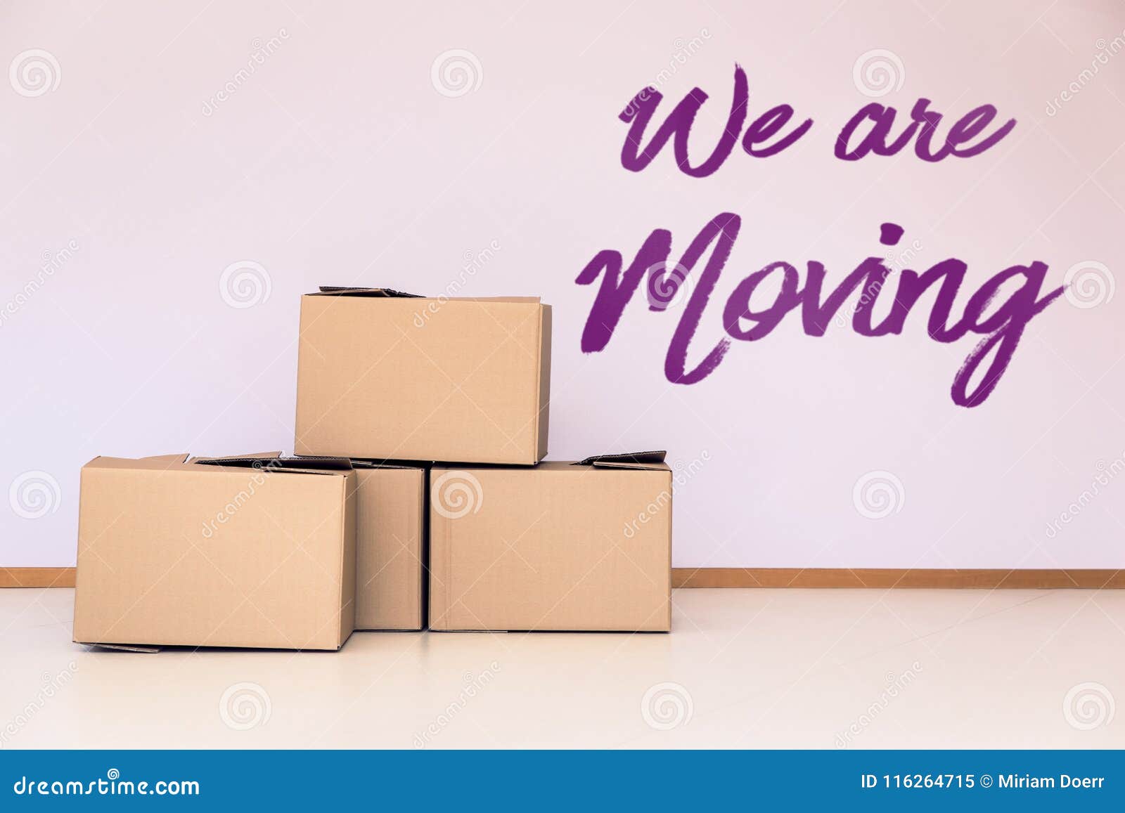 Lot of Moving Boxes in an Empty Room Stock Image - Image of property ...