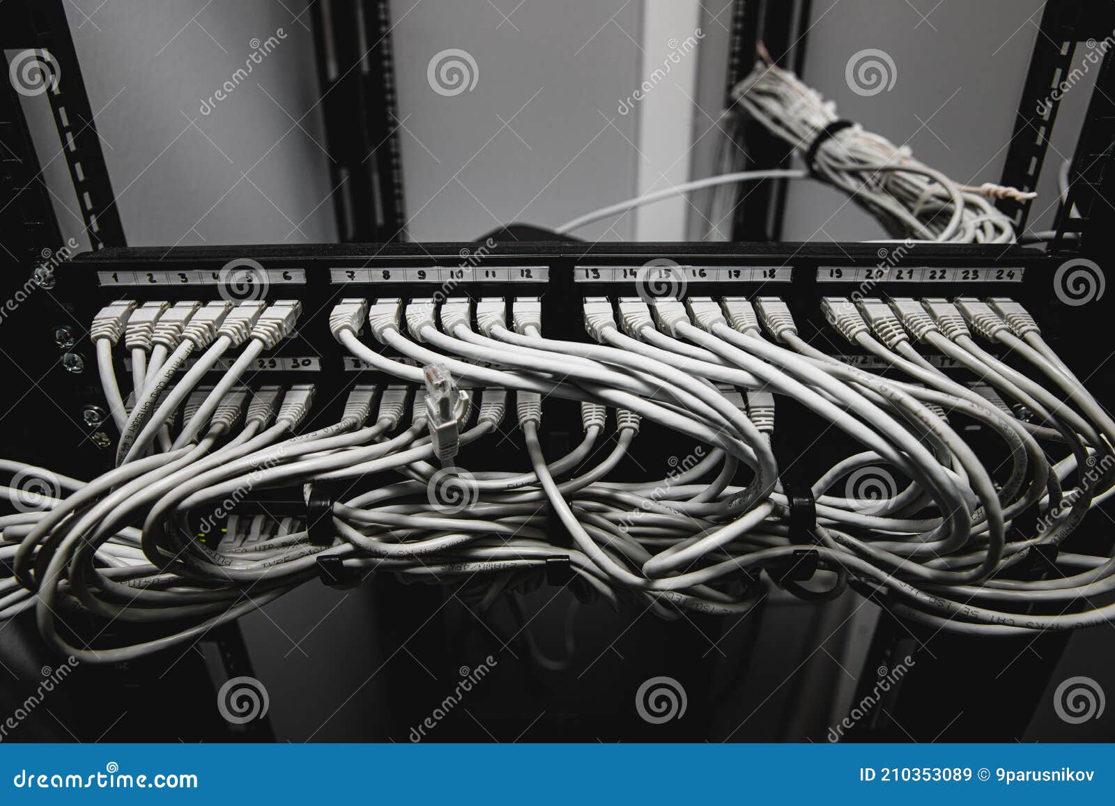 A Lot of Network Cables Connected in a Big Network Switch Stock Image ...