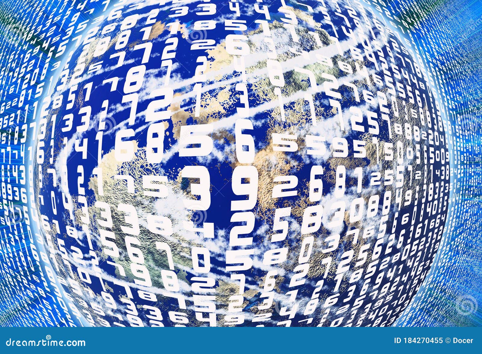 A Lot of Numbers on the Planet Earth Background Stock Illustration ...