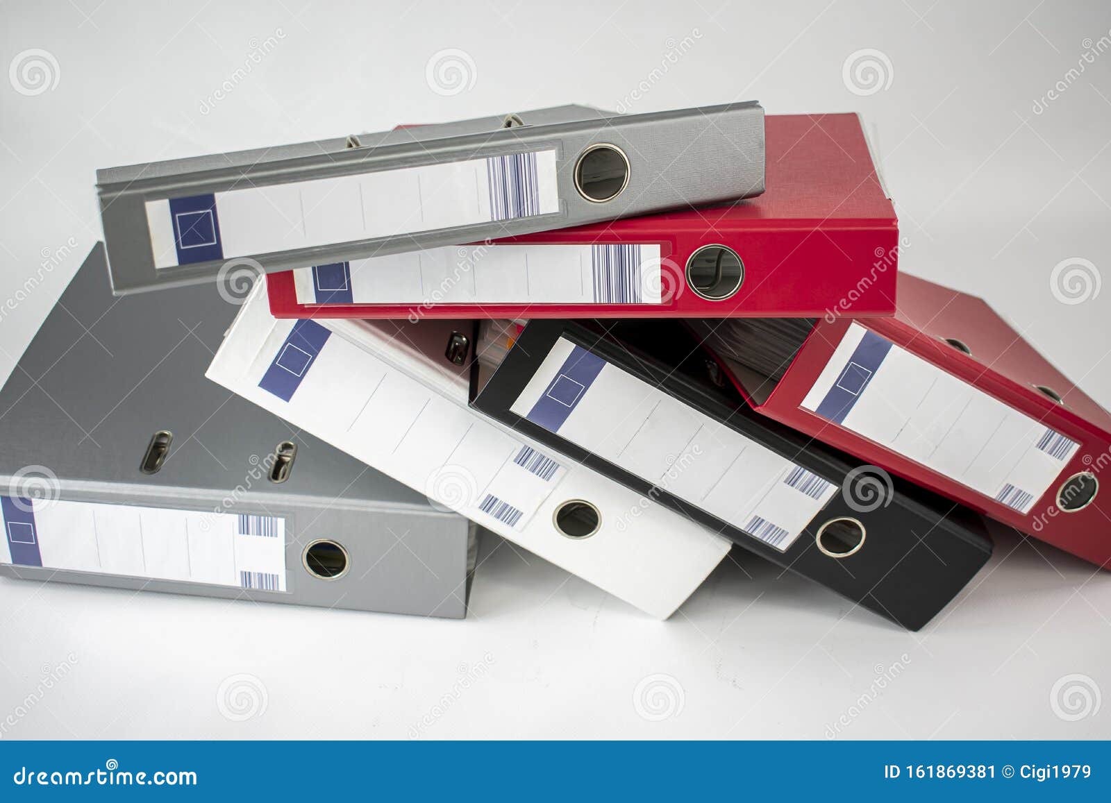 A Lot of Office Document Filing Cabinets of Different Colors on White ...