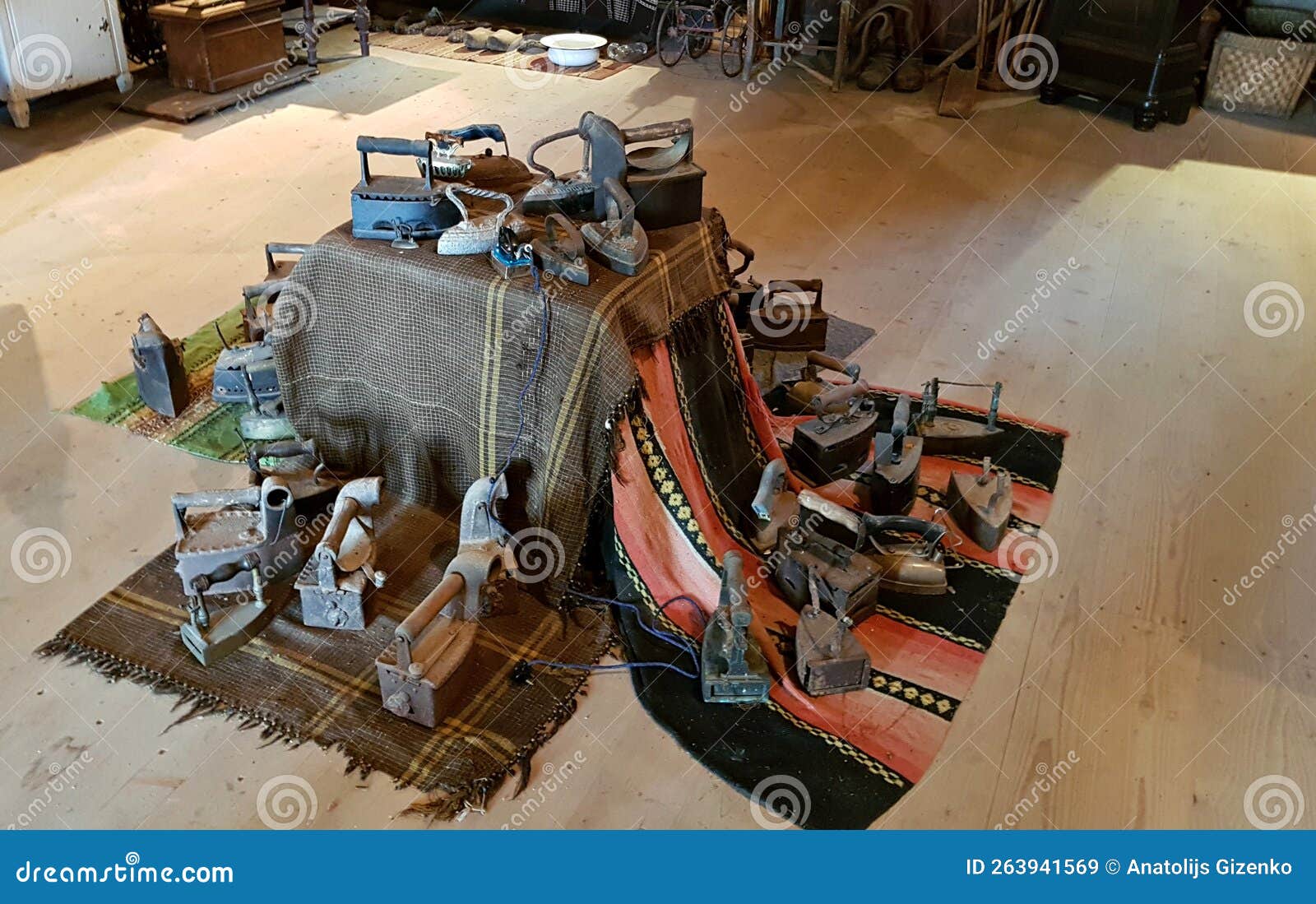 Lot Of Old Antique Irons Of Various Modifications Were Collected In ...