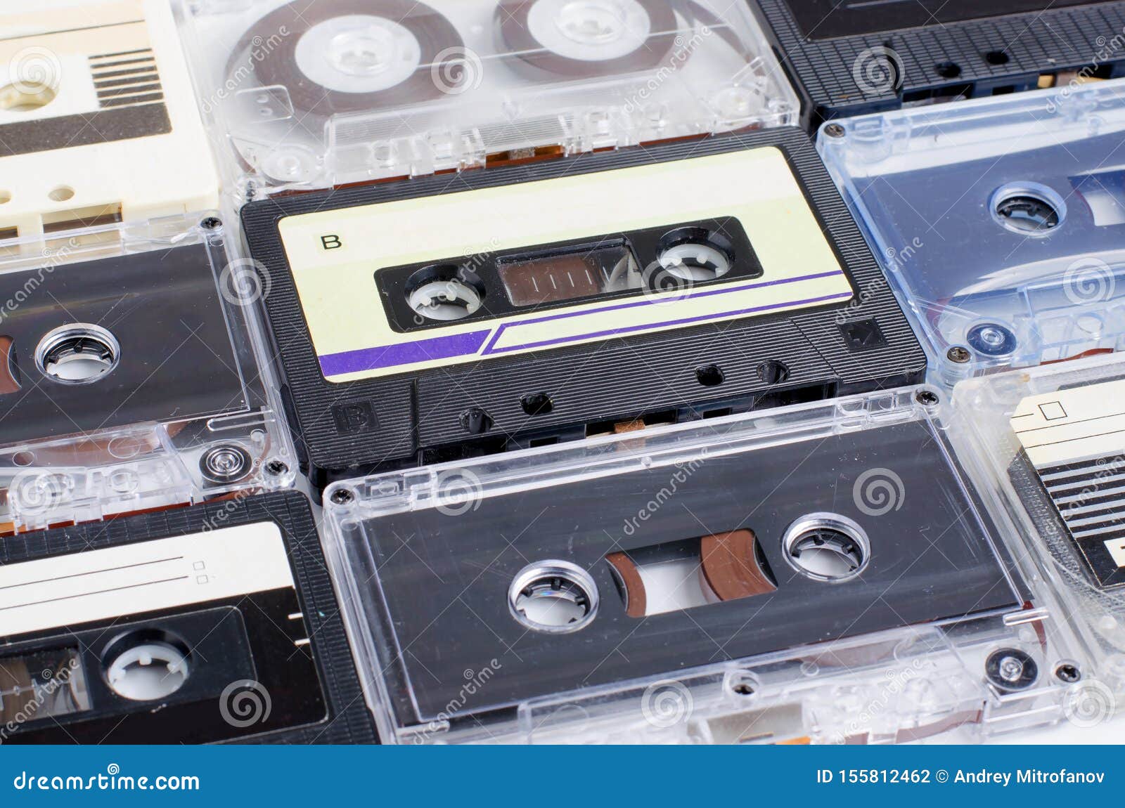 A Lot of Old Audio Cassettes. Side View Stock Photo - Image of cassette ...
