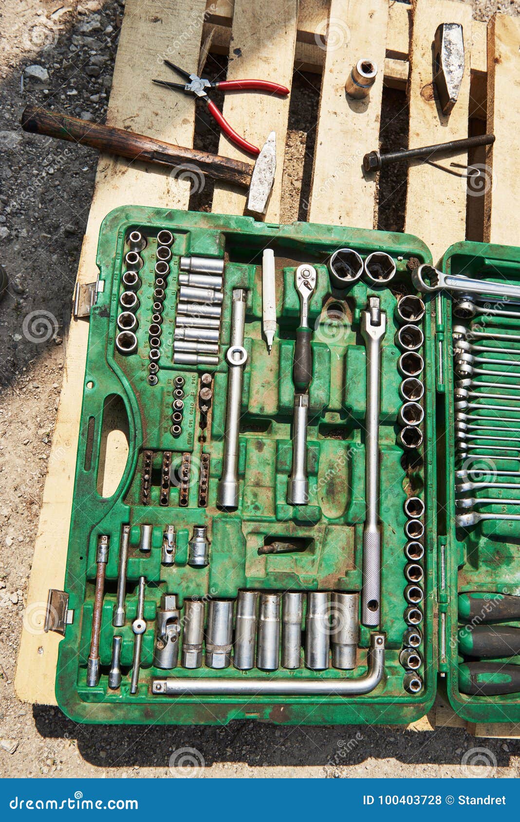 A Lot of Old Instruments in Tool Box Stock Photo - Image of hammer ...