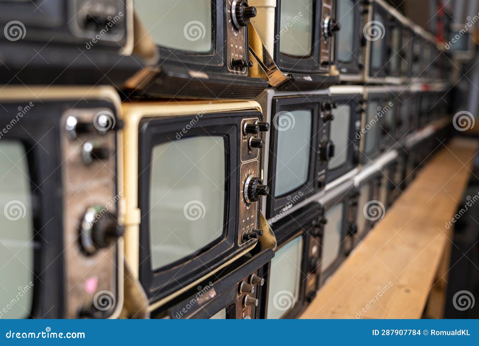 A Lot of Old Small Television Tv Sets Stacked Stock Photo - Image of ...