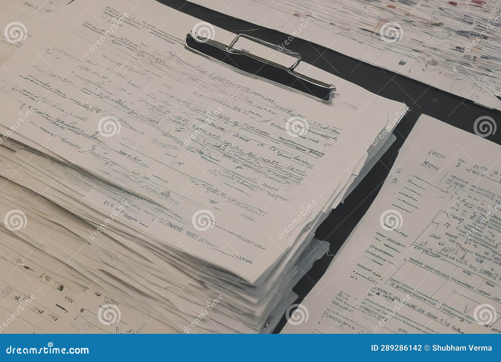 A Lot of Paper on the Tablea Lot of Paper on the Tableclose - Up View ...