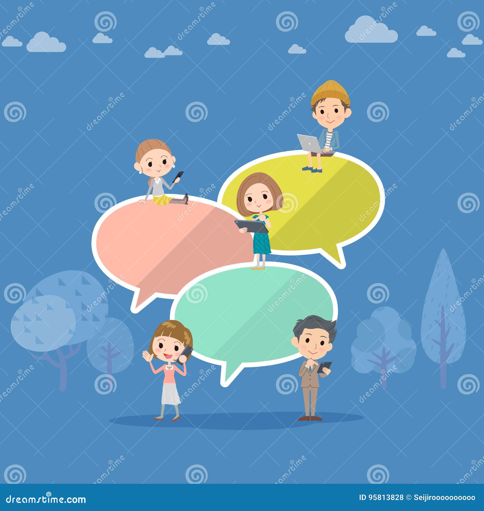 A Lot of People and Message Balloon Stock Vector - Illustration of ...