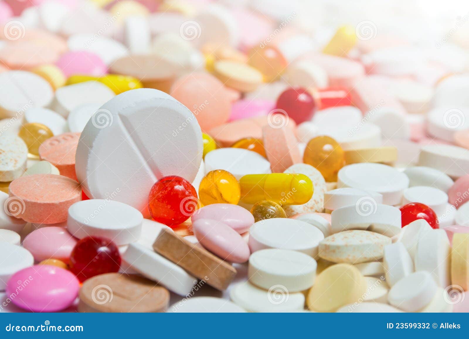 Lot of Pills with Big among Them Stock Photo - Image of macro, multi ...