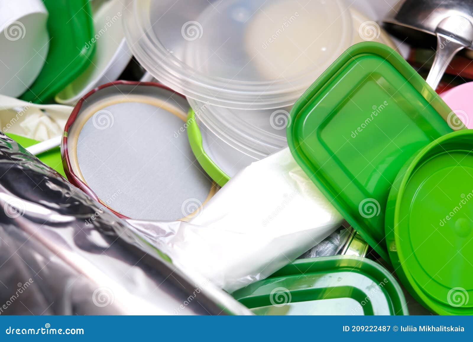 A Lot of Plastic Waste in a Kitchen Drawer, Plastic Containers and ...