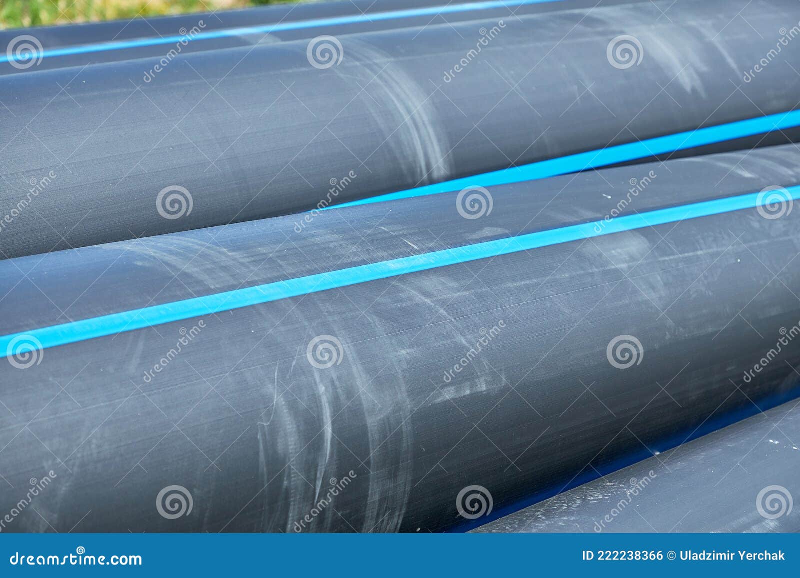 A Lot of Polyethylene Pressure Pipes Lying during Installation Stock ...