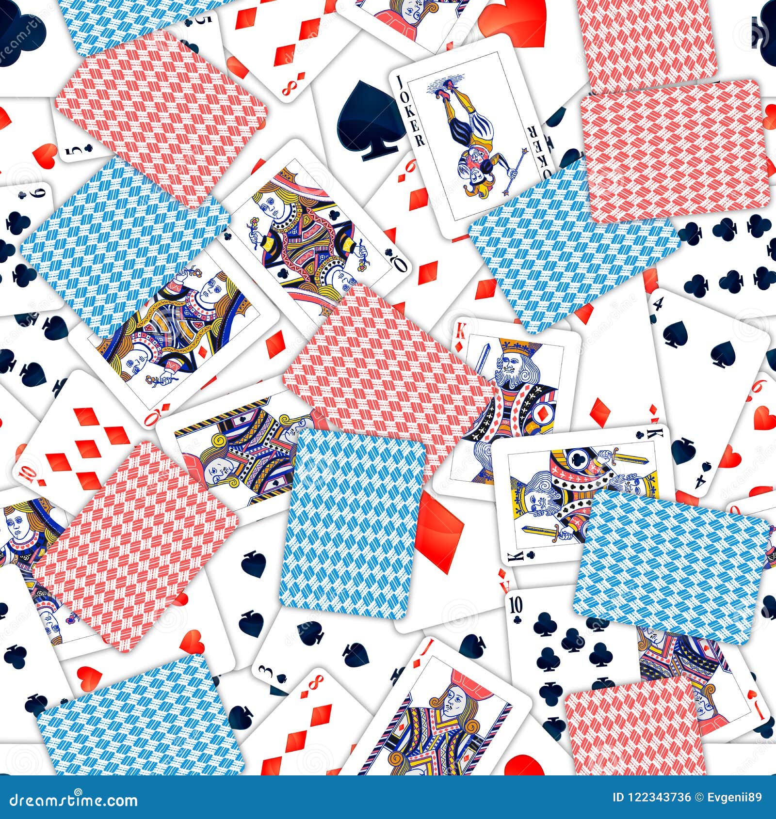 Lot of Realistic Playing Cards, Seamless Pattern Stock Vector ...