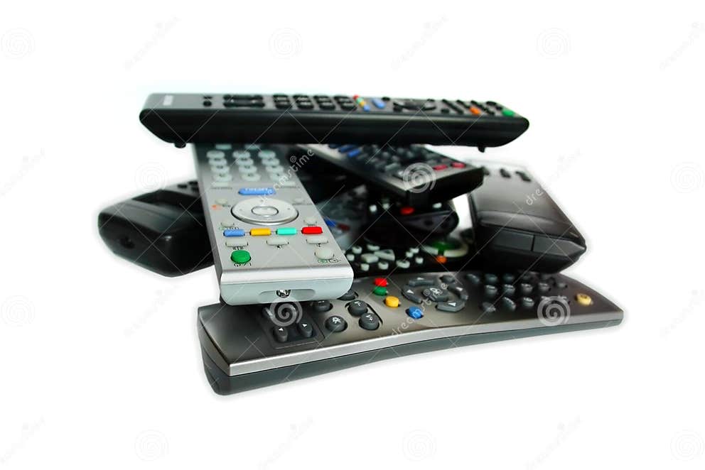 Lot of Remote Control Devices Stock Image - Image of desk, black: 14509755