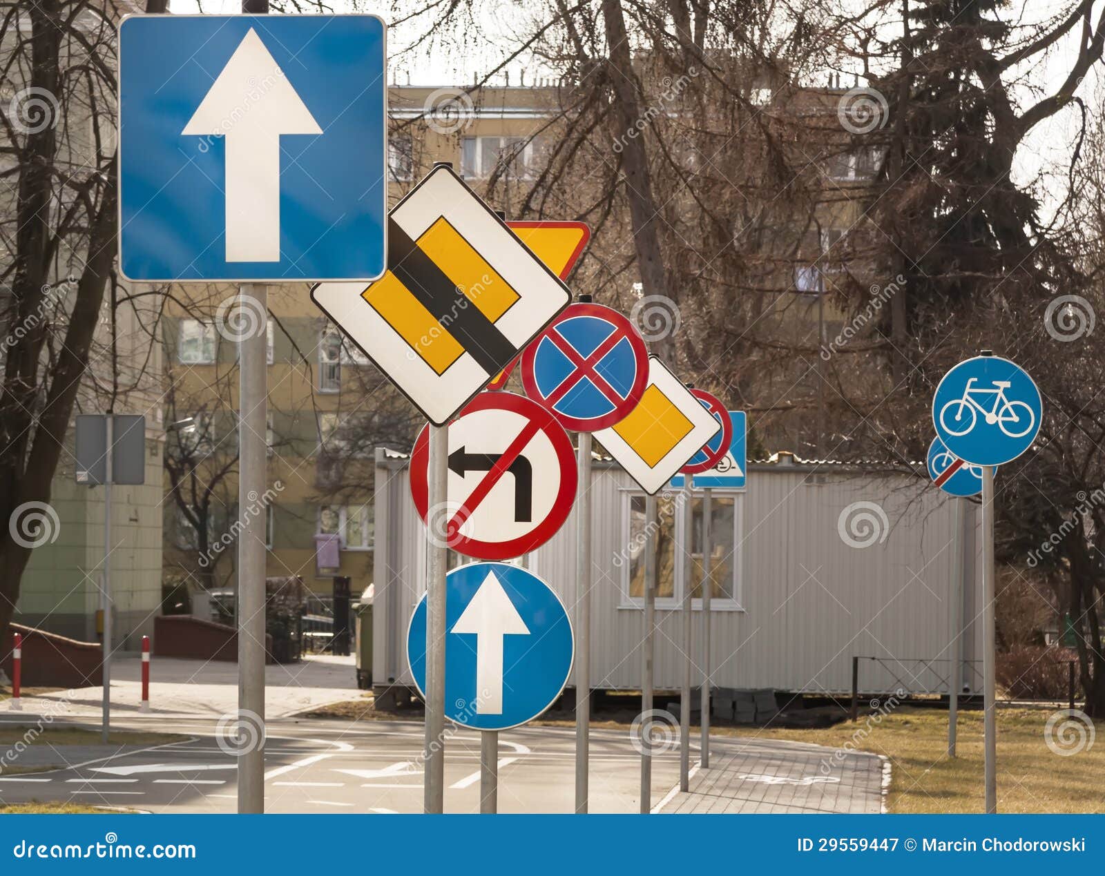 A lot of road signs. stock image. Image of lane, cloud - 29559447