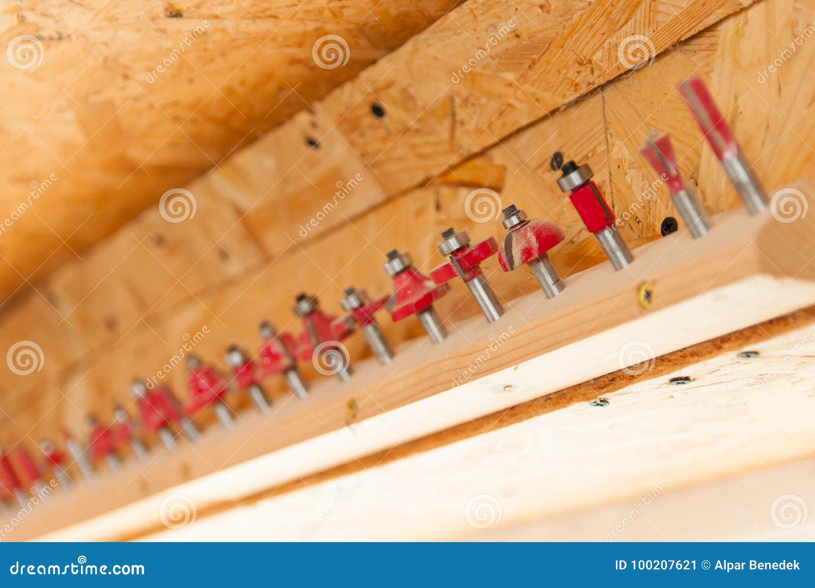 Red router bits. stock image. Image of bits, furniture - 100207621