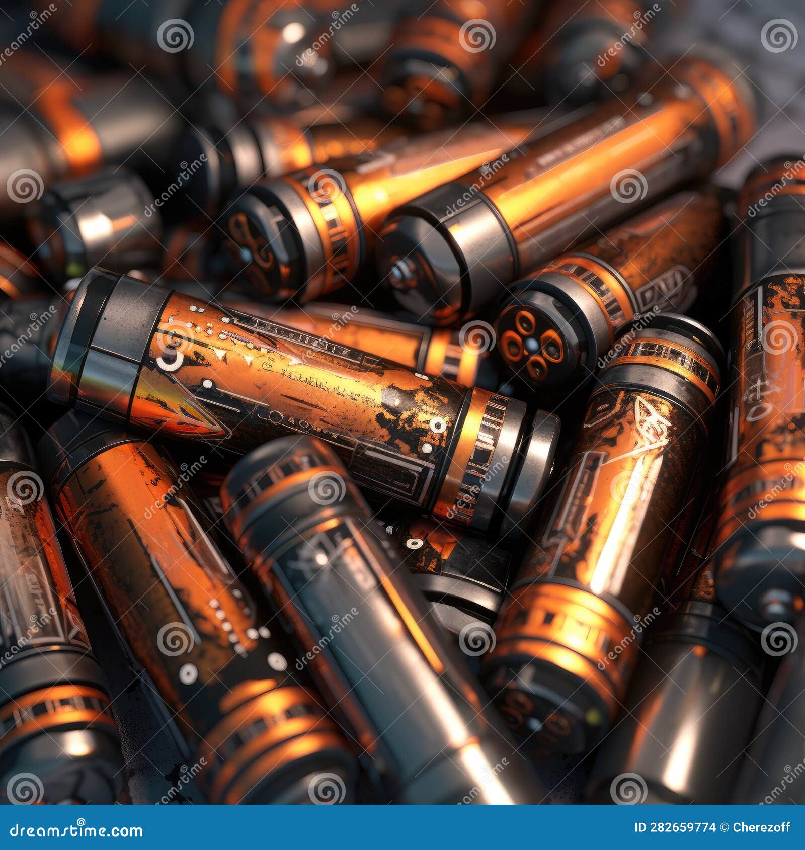 Used Batteries With Green Recycling Symbol Isometric Icon. 3d Line Art ...