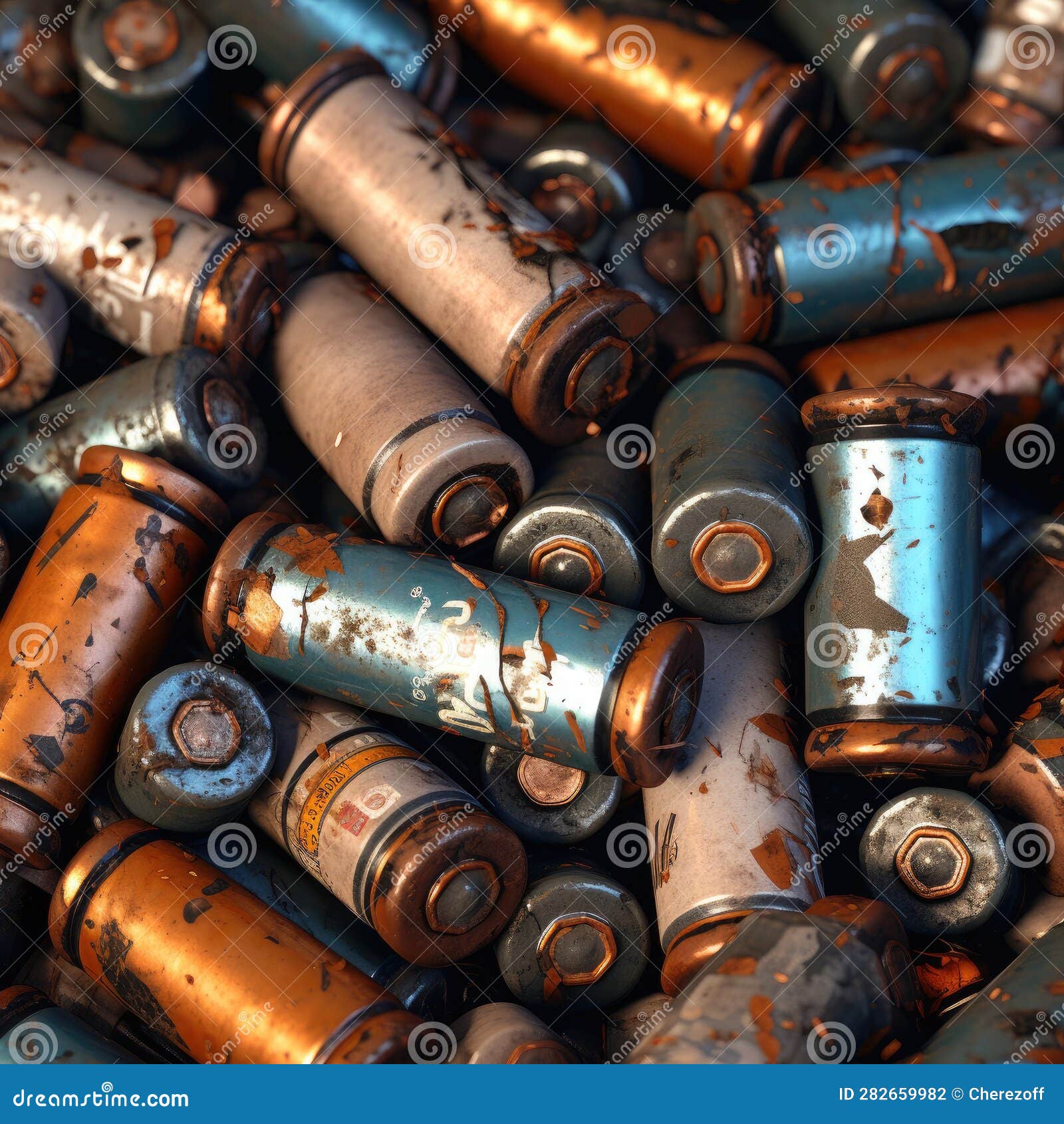 A Lot of Rusty Used Batteries Stock Illustration - Illustration of ...