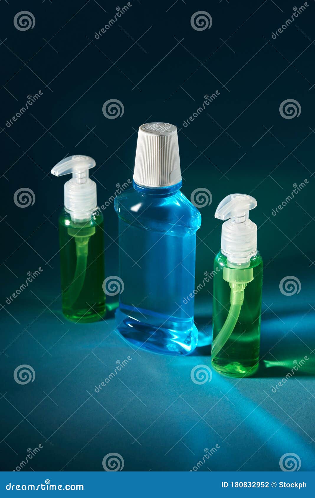 Lot of Sanitizer Hand Antiseptics. Dark Background Stock Photo - Image ...