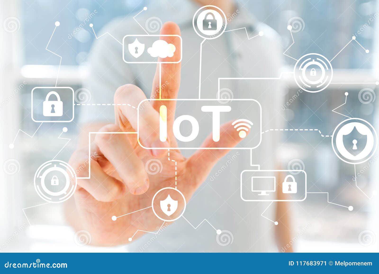 LoT Security Theme with Young Man Stock Image - Image of room, casual ...