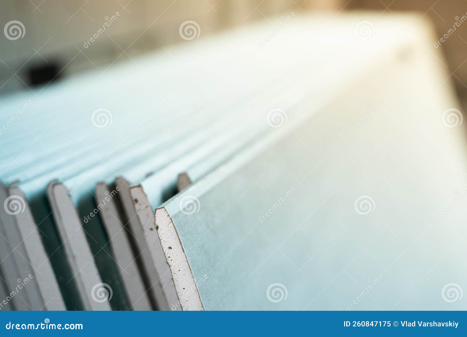 A Lot of Sheets of Moisture-resistant Drywall Close-up at a ...