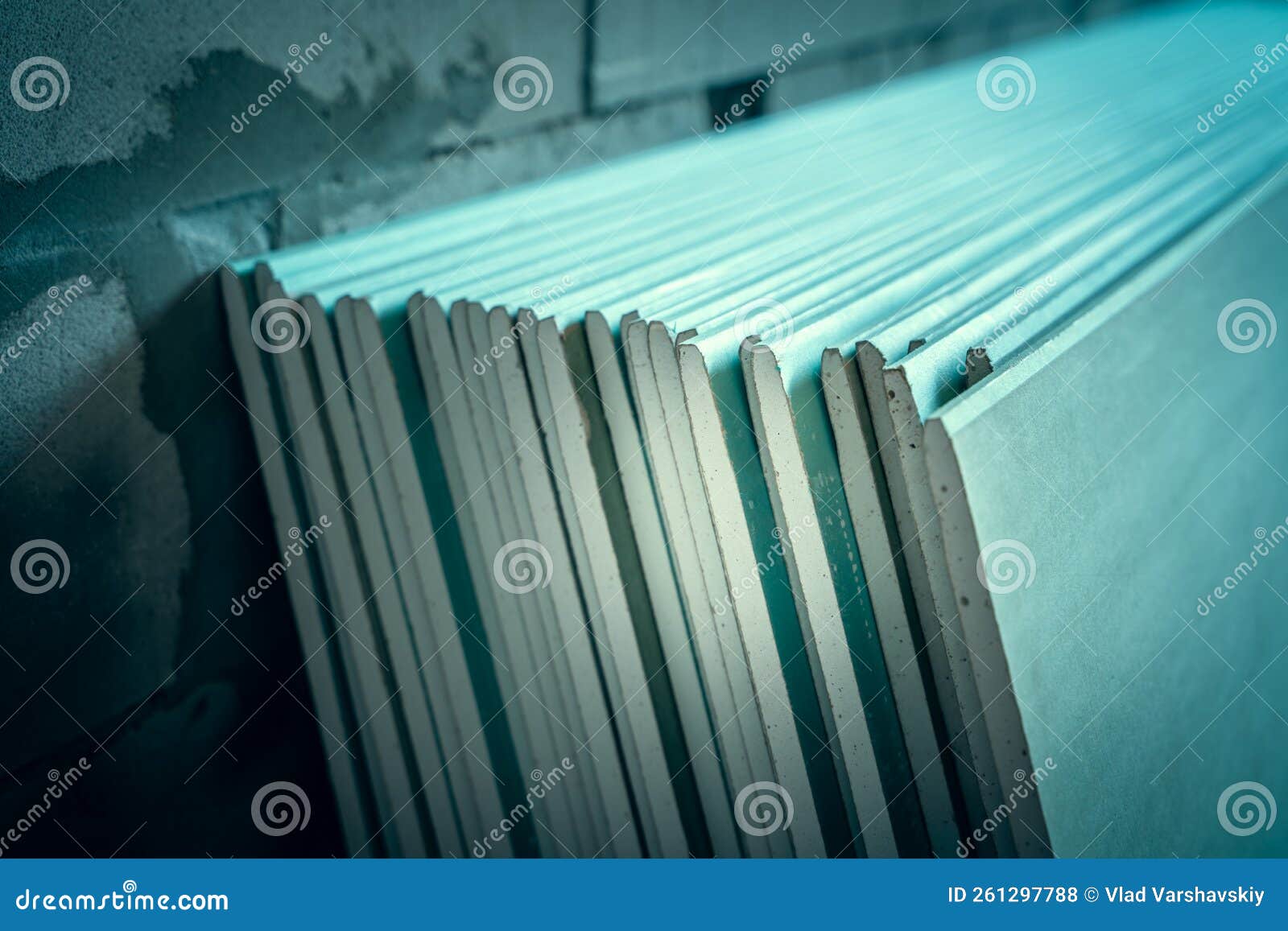 A Lot of Sheets of Moisture-resistant Drywall Close-up at a ...