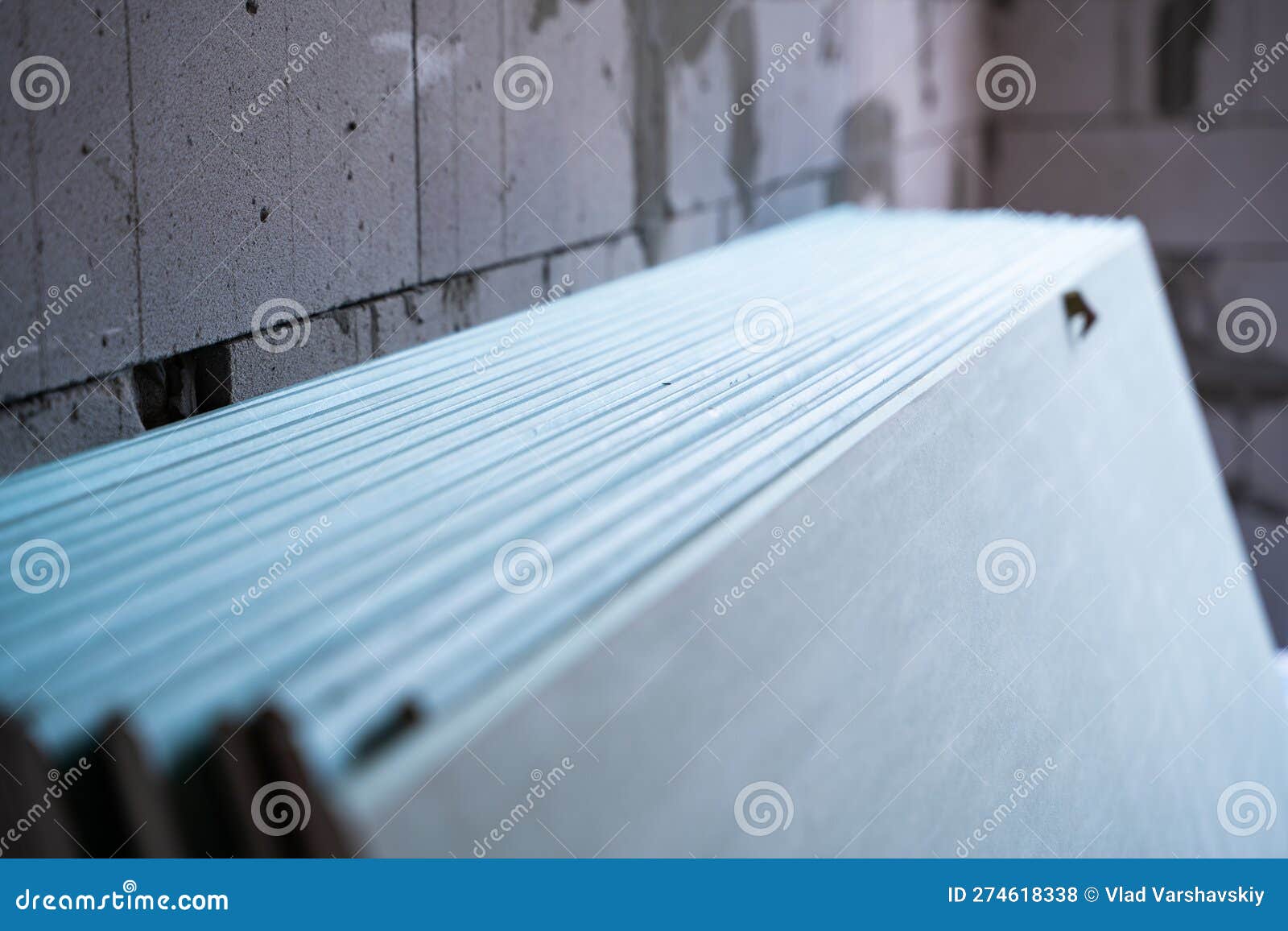 A Lot of Sheets of Moisture-resistant Drywall Close-up at a ...